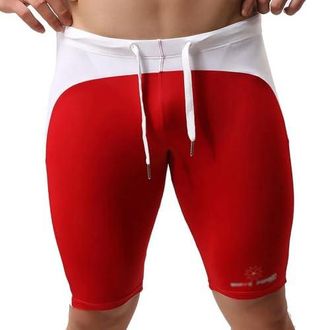 Generic HUIWDP Maillot de bain moulant pour homme S&eacute;chage rapide Piscine Maillot de bain dentra&icirc;nement pour homme Pantalon de surf Jammer Beachwear, Rouge, XL