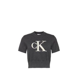 Calvin Klein Pull manches courtes &agrave; logo en coton