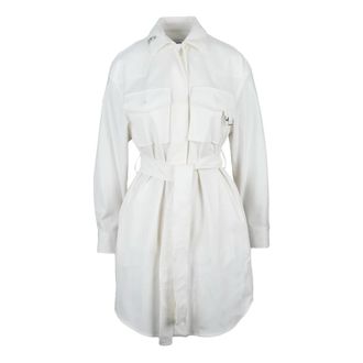 Dondup Damen Chemisiere Kleid mit Kn&ouml;pfen - - Dresses - Damen - Wei&szlig; - M