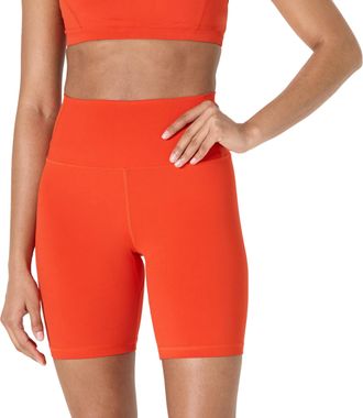 Amazon Essentials Damen Active FormFlex Butterweiche Yoga-Radlerhose, mit Hoher Taille, Schrittlänge von 18 cm, Hellrot, M