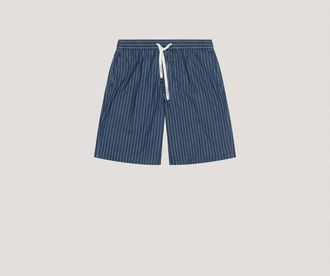 Circolo 1901 Striped Chambray shorts, Indaco 9010, 48, Man