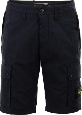Stone Island Bermuda cargo slim fit - Homme - Shorts - Bleu - Taille: W38