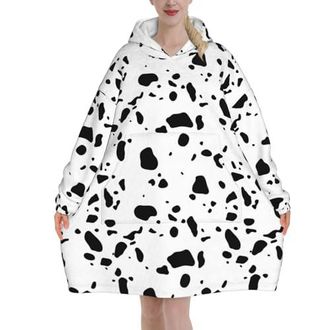 Generic Couverture &agrave; capuche surdimensionn&eacute;e en flanelle pour femme, motif dalmatien, taches de chien, animaux animaux dalmatiens