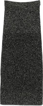 Max Mara jupe nervurée à effet métallisé - Noir