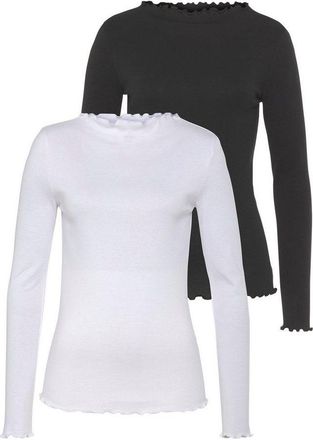 Flashlights Langarmshirt (Packung, 2-tlg., 2er- Pack) sehr figurbetonte Passform, gekräuselter Ausschnitt