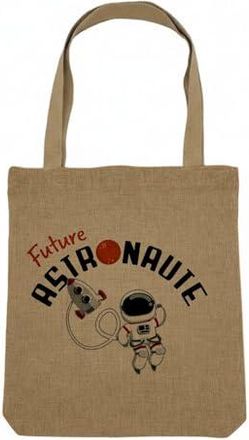 Fabulous Sac Shopping Tote Bag Aspect Lin - Future Astronaute M&eacute;tier de R&ecirc;ve Ciel Lune - Sac de Courses Toile Epaisse 360g Beige Naturel Cabas Port&eacute; Epaule Sol