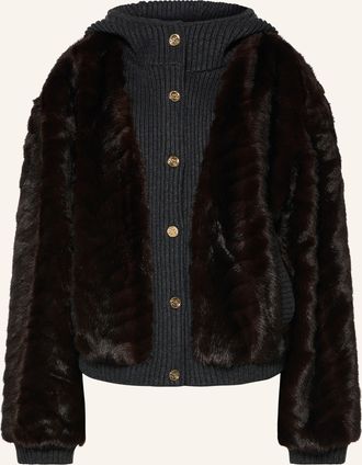 Sandro Sandro Kunstfell-Jacke Im Materialmix braun