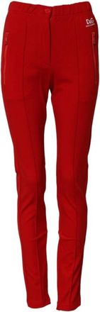 Dolce & Gabbana Femme, Pantalons, Rouge, Taille: 34 FR Joggers Slim Fit Rouges avec Logo Imprimé