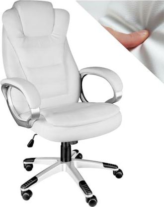 TecTake Chaise de bureau pivotante design ergonomique avec rembourrage, hauteur réglable, chaise de bureau ergonomique - Blanc