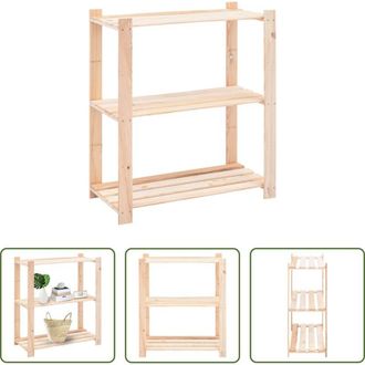 vidaXL Massivholz - Lagerregal mit 3 B&ouml;den 80&times;38&times;90 cm Kiefer Massivholz 150 kg