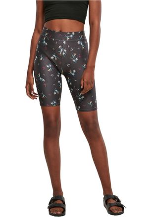 Urban Classics Damen Radlerhose Ladies Soft AOP Cycle Shorts, Farbe blackfloret, Größe M