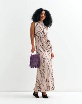 Asos ASOS ADAPTIVE robe longue sans manches &agrave; drap&eacute; imprim&eacute; abstrait-Multi