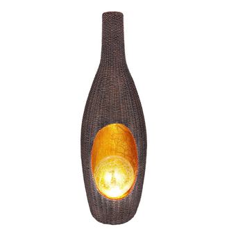 Globo Lighting Solarleuchte Gartendeko für Außen Deko Design Solarleuchte Rattan-Optik goldfarben mit Glaskugel, Crackle braun, LED warmweiß, LxH 14,3x45,5 cm