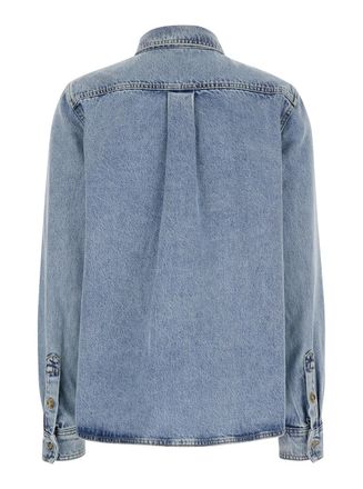 Toteme Womens Light Blue Denim Shirt With Patch Pocket Blouses