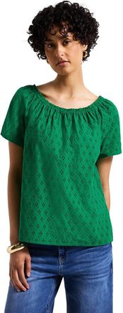 Street One Damen A345401 Bluse mit Lochstickerei, Glowing Green, 40