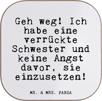 Mr. & Mrs. Panda Untersetzer für Gläser GEH Weg! Ich Habe... - Geschenk, Sprüche, Beste Schwester der Welt, Freundin, Tischuntersetzer, Tasse, Glizer Spruch Weisheiten