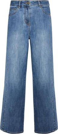 Elena Miro Femme, Jeans, Bleu, Taille: 44 FR Jeans en denim m&eacute;lang&eacute; coton d&eacute;lav&eacute; &agrave; coupe large