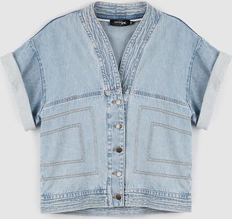 Jeanne Vouland Veste Folka Denim Bleached Bleu