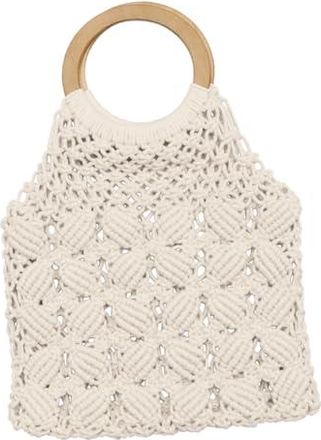 Hemoton Sac Tiss&eacute; Corde de Coton Blanc Sac Plage Femme &Eacute;l&eacute;gant et L&eacute;ger pour Usage Quotidien Plage et Sorties Estivales