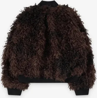 sacai Womens Blouson Curly Faux Fur Marron Brown Jacket