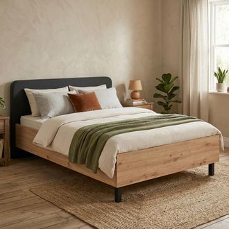 Dmora Letto Piazza E Mezza Norcia, Dimensione Materasso 120x200 Cm, Imbottito, Marrone Rovere