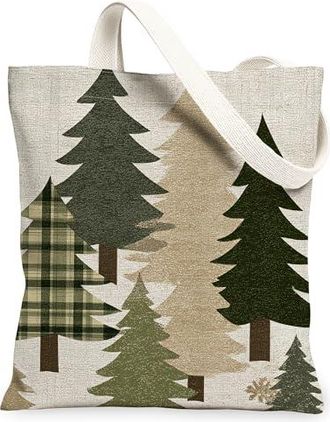 Generic Sac fourre-tout en toile, motif for&ecirc;t vintage, r&eacute;utilisable, respectueux de lenvironnement, l&eacute;ger et lavable pour lext&eacute;rieur, vert, 13x15 Inch