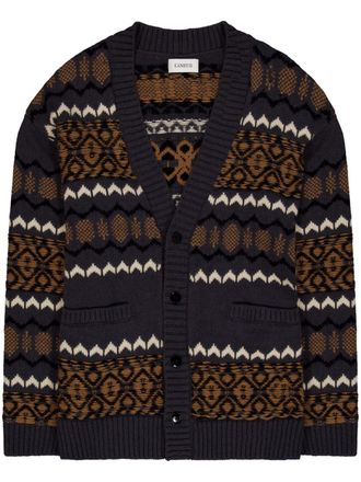 Laneus cardigan en maille intarsia - Marron