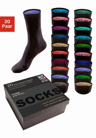 H.I.S Socken H.I.S, Damen, Gr. 35-38, schwarz (20x schwarz), Baumwolle, Elasthan, Polyamid, unifarben, elastisch, Socken Socken, in praktischer Geschenkbox,