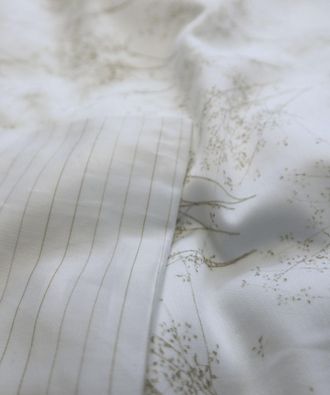 Fleuresse Mako-Satin Bettw&auml;sche 200x200 Gr&auml;ser Streifen Wende wei&szlig; Sand 114529-17