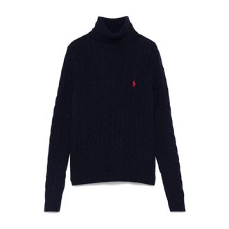 Ralph Lauren Rollkragenpullover mit Logo - - Knitwear - Damen - Blau - M
