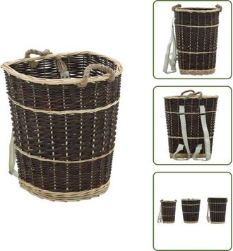 vidaXL Sac &agrave; dos bois de chauffage sangles de transport 44,5x37x50 cm - Sac &agrave; Bois - Panier &agrave; Bois - Rangement Bois - Transport Bois - Saule Naturel