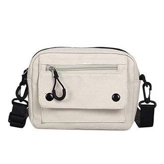 Generic Sac à main Sac à bandoulière décontracté Sac fourre-tout Toile Femmes Fermeture éclair Sacs à bandoulière Femmes Petit pas cher, Blanc., Taille unique