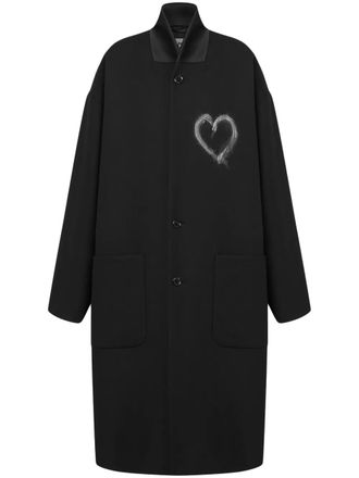 Moschino manteau à col contrastant - Noir