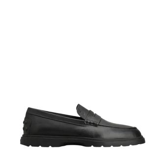 Tod's Homme, Chaussures, Noir, Taille: 41 1/2 EU Mocassin en cuir noir avec semelle en caoutchouc