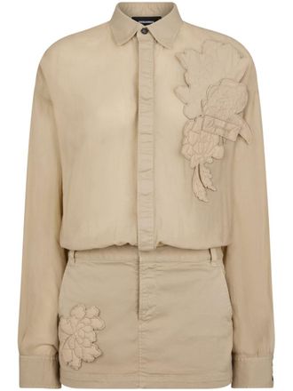 Dsquared2 robe-chemise &agrave; fleurs appliqu&eacute;es - Tons neutres