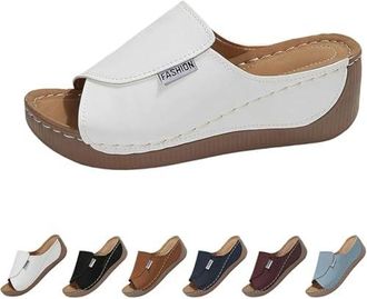 Generic Sandales orthop&eacute;diques compens&eacute;es pour femme, large largeur, coupe habill&eacute;e, soutien de la vo&ucirc;te plantaire, bout ouvert, plateforme antid&eacute;rapante, cha