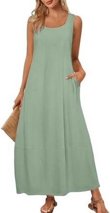 Generic Robe Longue Femme Ete Chic et Elegant sans Manches Robe Longue Femme ete Fluide Boheme 2025