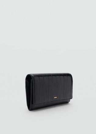 Mango Grand portefeuille textur&eacute; noir - Femme - Taille unique - MANGO