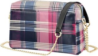 Mnsruu Sacs à bandoulière pour femme, sac à main en cuir sans couture à carreaux noirs et bleus