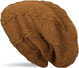 styleBREAKER Bonnet Beanie Chaud tricoté avec Motif tressé, Doublure intérieure en Polaire, Bonnet Mou, Unisexe 04024131, Couleur:Cognac