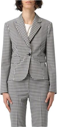Liu Jo Femme, Vestes, Blanc, Taille: 40 FR Gingham Blazer Tailored Fit