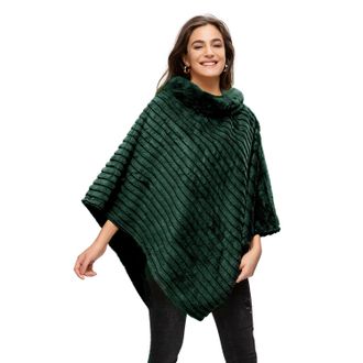 Glamexx24 Damen Poncho Eleganter Cape Winterfell-Poncho mit Rundhalsausschnitt, dicker Umhang aus warmem Strickfell