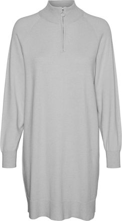 Vero Moda Damen VMHAPPINESS LS HIGHNCK Zip Dress GA Boo Kleid, Light Grey Melange, Large