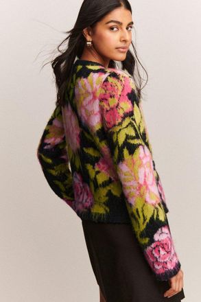 Next Strickjacke Angeraute Strickjacke mit Blumenmuster (1-tlg)