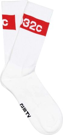 032c unisex, Sous-vêtements, Blanc, Taille: ONE Size Chaussettes hautes blanches avec logo