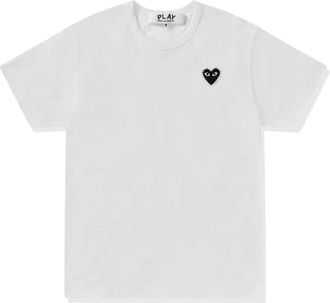 Comme Des Gar&ccedil;ons Femme, Tops, Blanc, Taille: 42 FR Small Rhinestone Heart Play T-Shirt