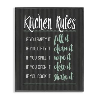 Stupell Industries Kitchen Rules Giclée-Kunst, gerahmt, Design von Lettered and Lined, 76,2 x 61 cm, Schwarz/Grün
