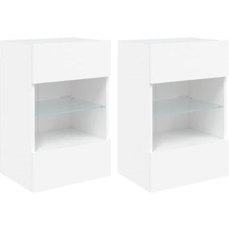 Les Tendances Meubles TV muraux avec lumi&egrave;res LED 2 pcs blanc 40x30x60,5
