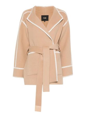 Maje veste à taille ceinturée - Marron