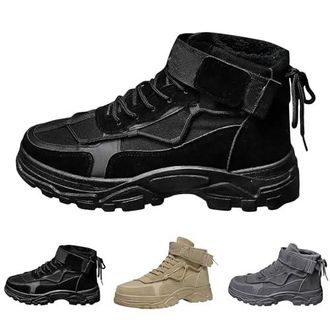 Generic Bottes de travail dhiver pour homme avec doublure en polaire chaude - Chaussures d&eacute;contract&eacute;es &agrave; lacets en cuir - L&eacute;g&egrave;res et confortables - Antid&eacute;rapa